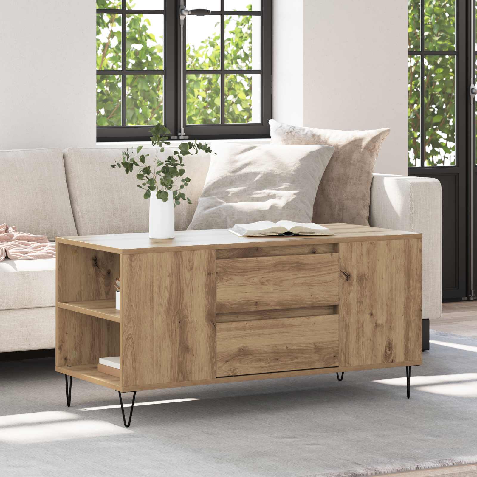 Τραπεζάκι σαλονιού με συρτάρι Artisan Oak 102 x 44... – PAKOBAZAAR