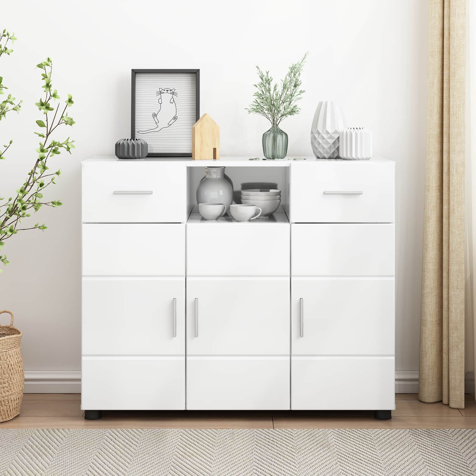 Ξύλινο Ντουλάπι Υψηλής γυαλάδας λευκό 88,5 x 30,5 ... – PAKOBAZAAR